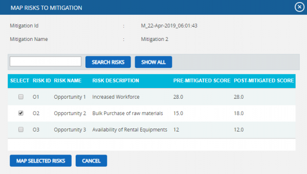 Spreadsheet View (Mitigations) – Risk Register