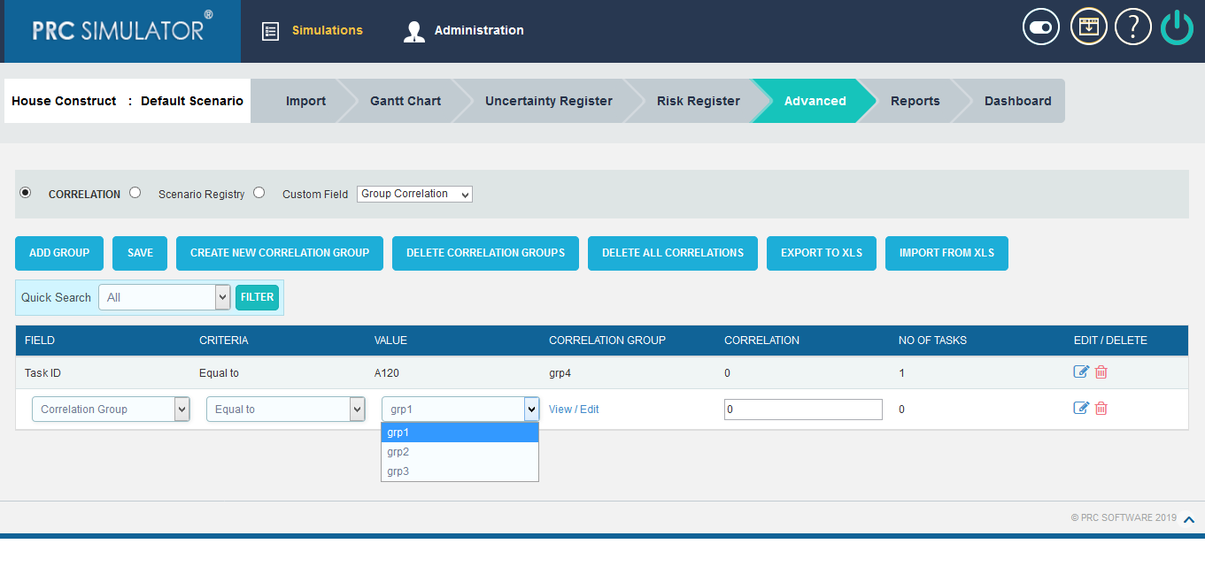 Advanced (Correlation) – Schedule